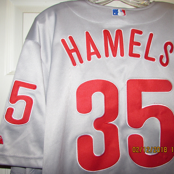 Majestic | Shirts | Philadelphia Phillies Mlb 35 Hamels Jersey Gray ...